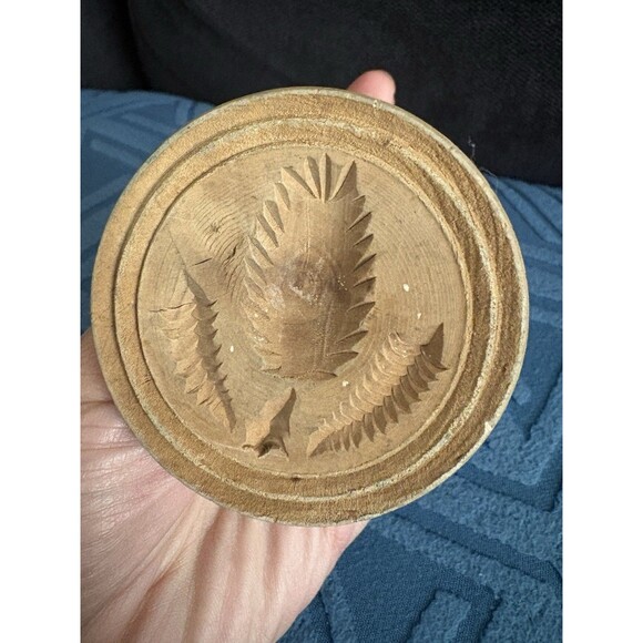 Accents | Antique Primitive Wooden Butter Stamp Hand Carved Pinecone ...